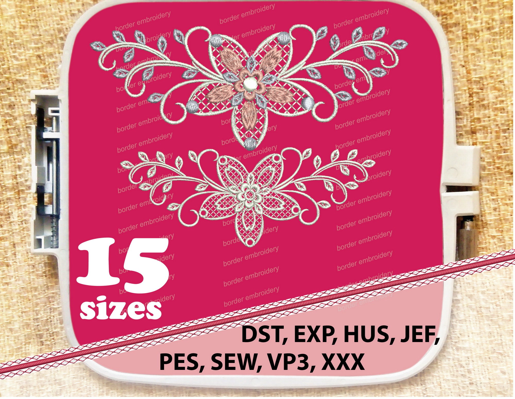 Floral Border Embroidery Design, Small Curved Floral Border Machine ...