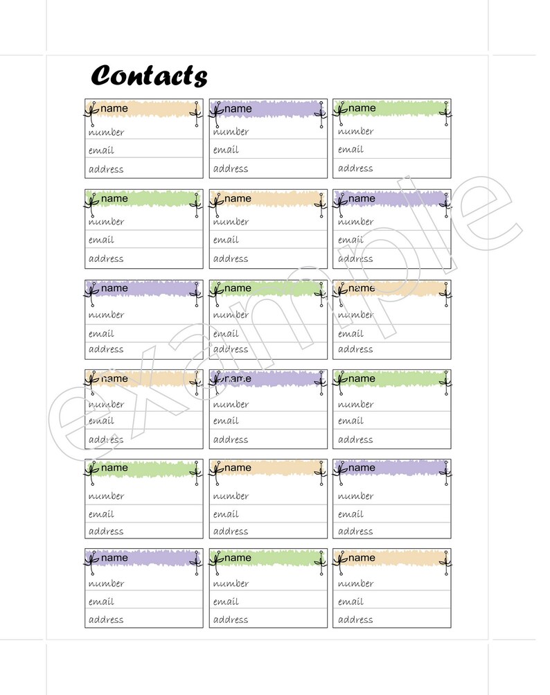 Contact Page, Address Book Printable, Phone Numbers, A5 Inserts, Half ...