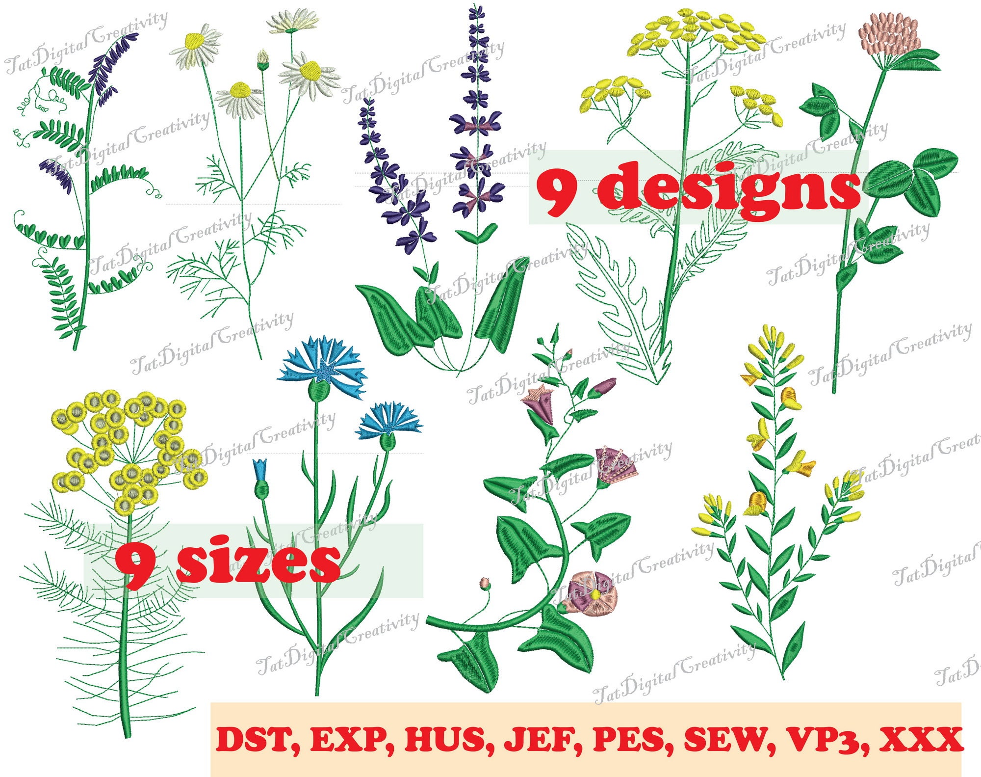 Wildflowers Machine Embroidery Designs Wildflowers Pattern - Etsy