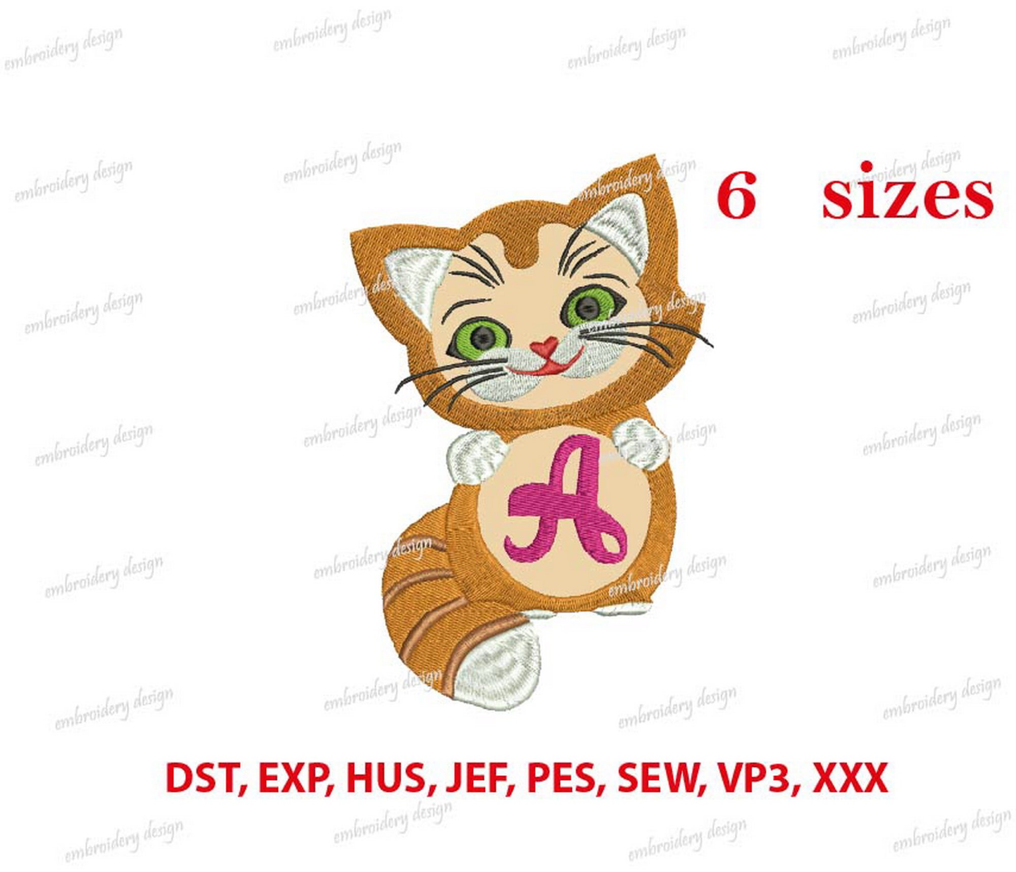 Cat Applique Embroidery Design, Letter A Uppercase Machine Embroidery ...