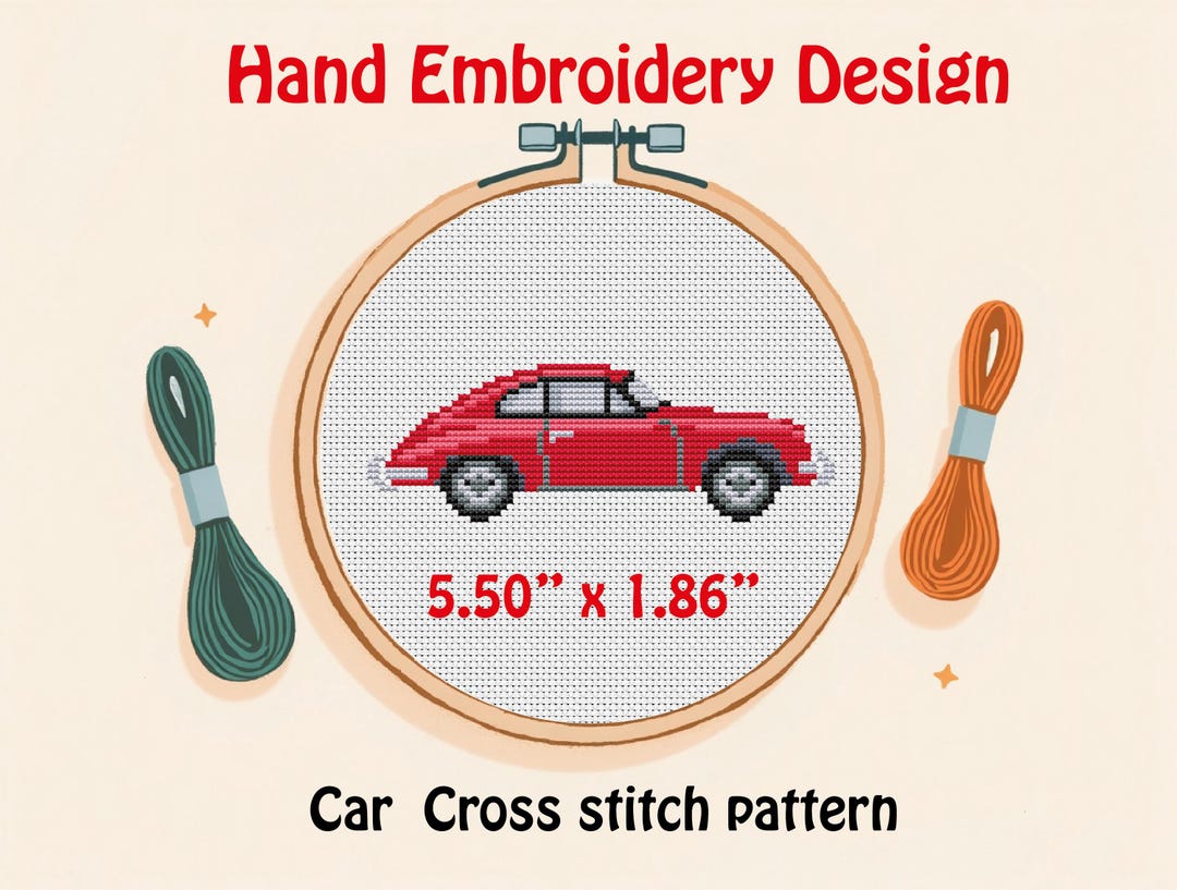 Car Cross Stitch Pattern: Easy Hand Embroidery Design (PDF Pattern) - Etsy
