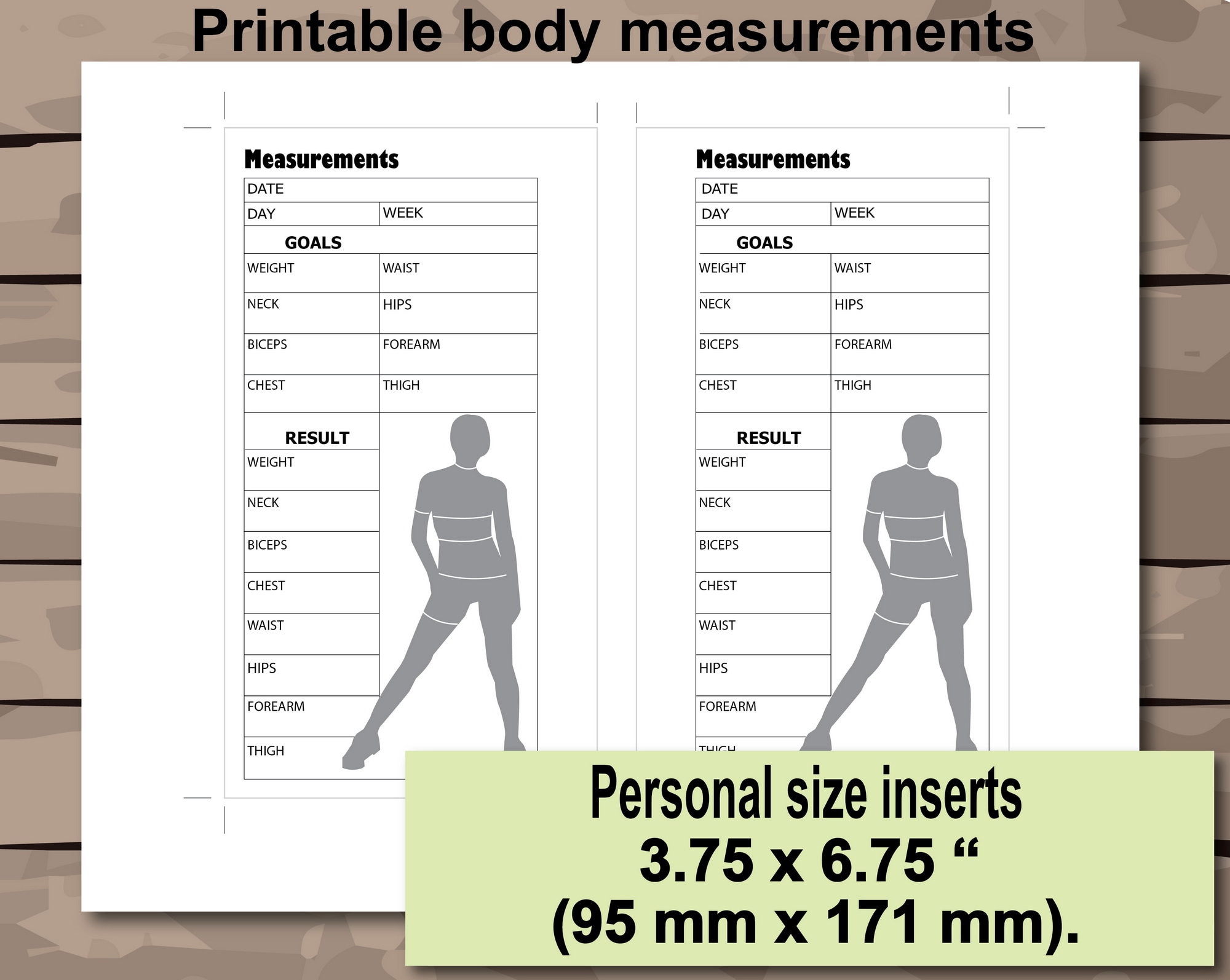 Body Measurements Tracker Printable Personal Size Planner - Etsy