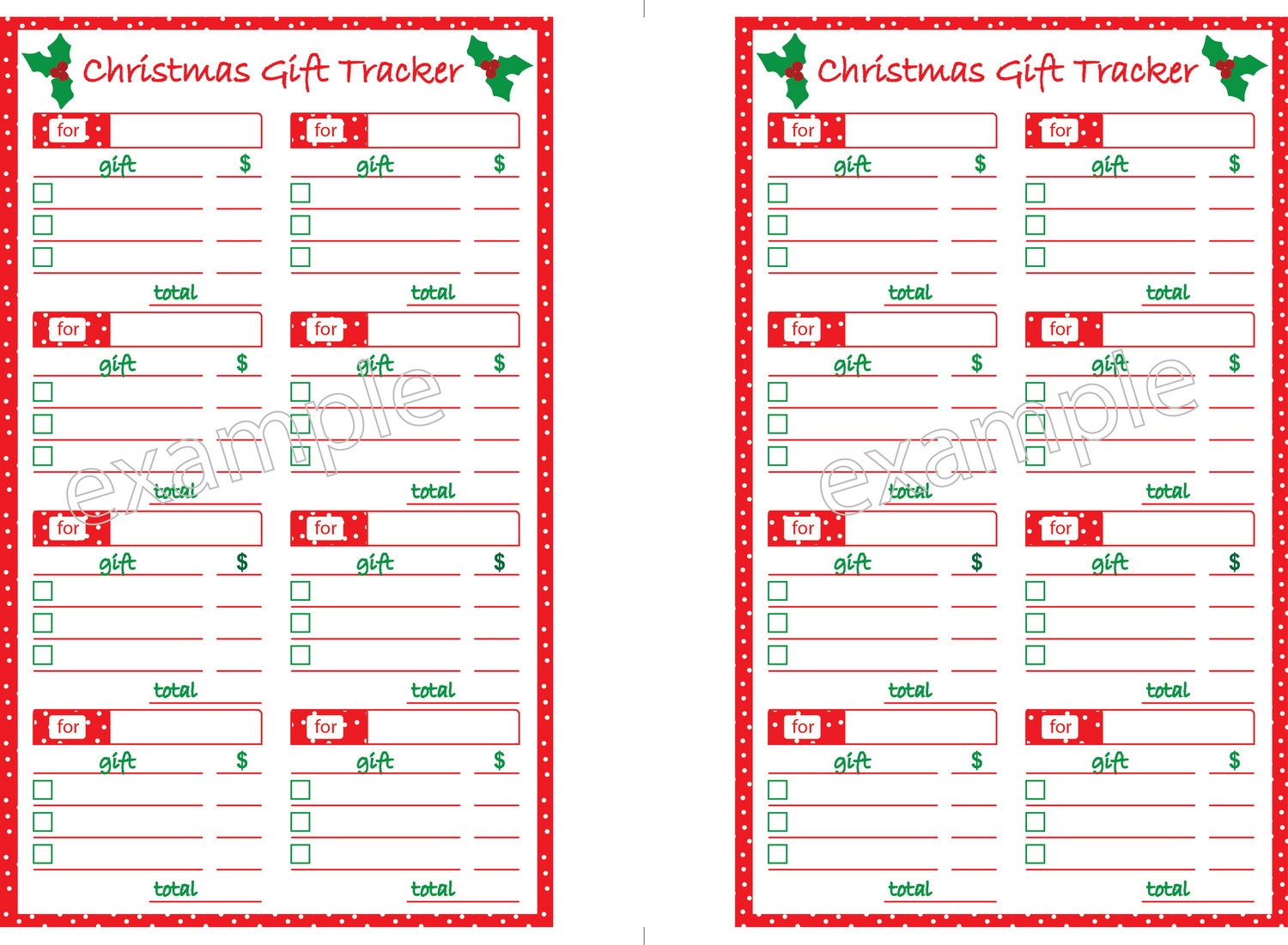 Christmas Gift Tracker Printables A5 Inserts Christmas - Etsy