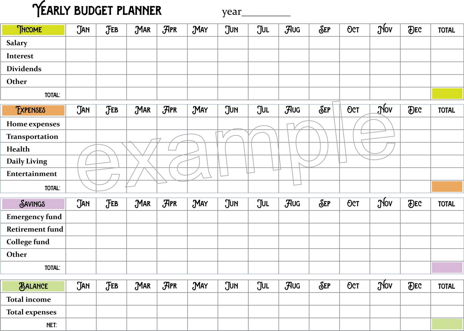 Yearly Budget Planner, Yearly Budget Track, Printable Budget Planner ...
