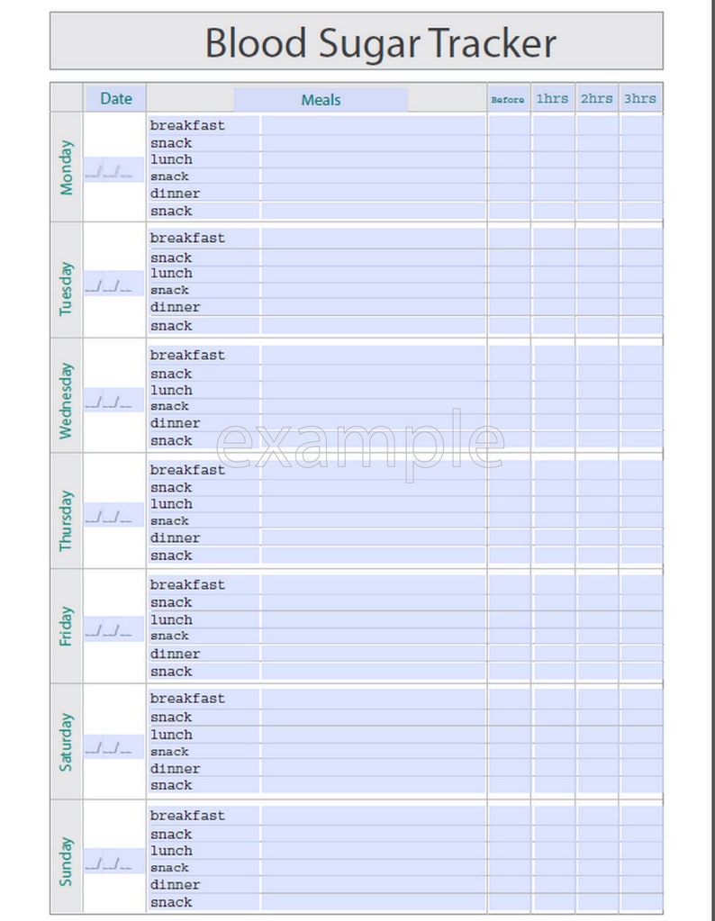 Blood Sugar Trackerblood Glucose Log diabetic Printable/ - Etsy