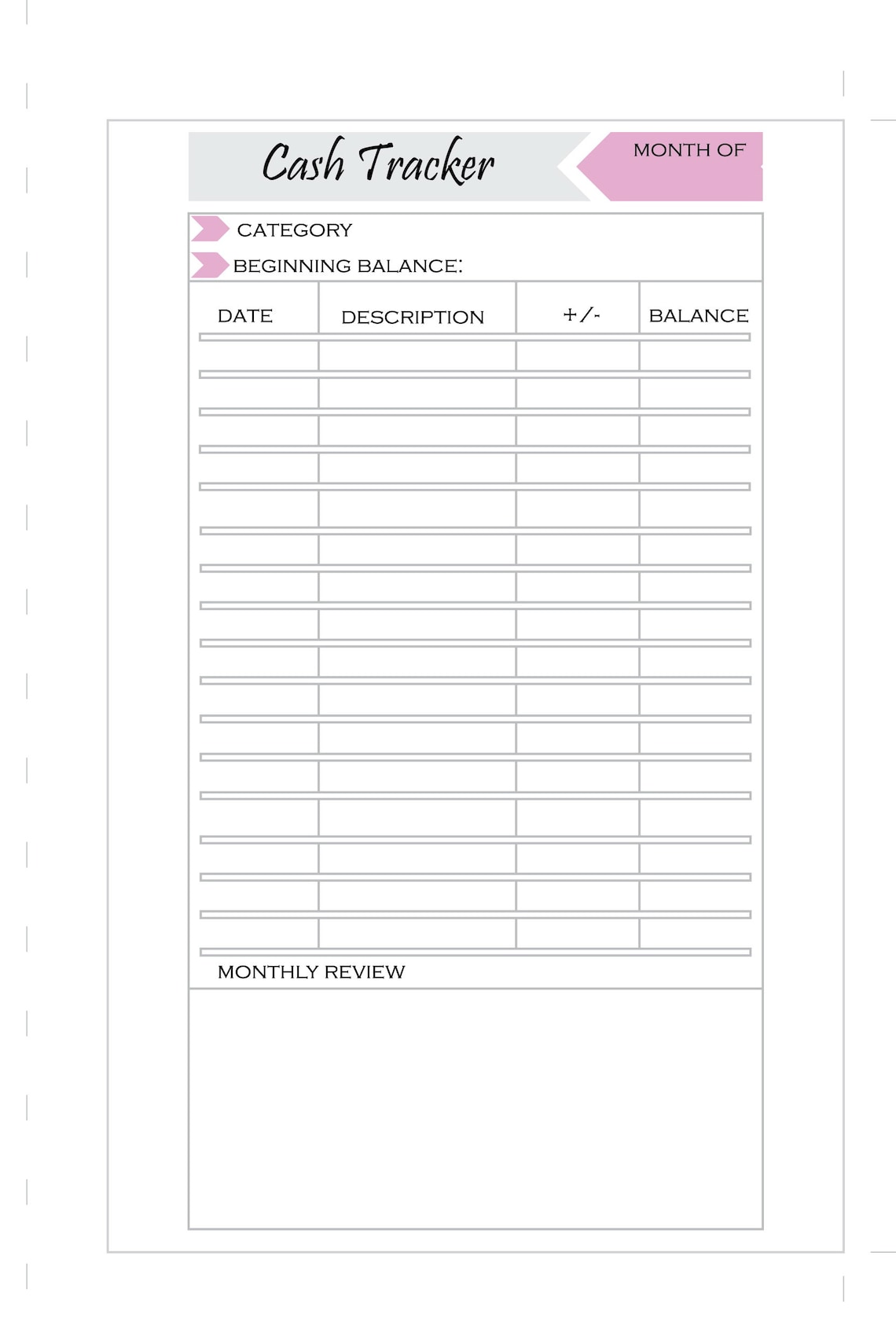 Printable Cash Tracker for Cash Envelope System Mini Happy - Etsy