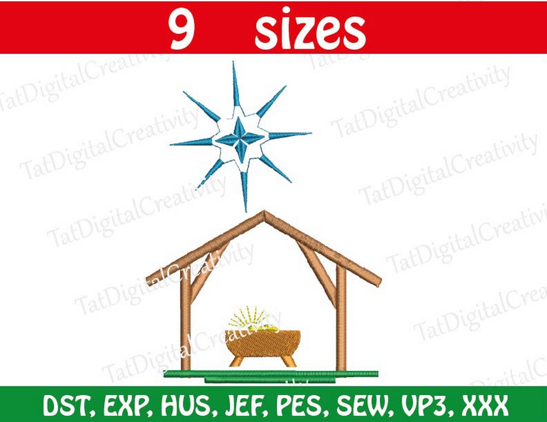 Manger Machine Embroidery Design,manger Christmas Pattern,holiday ...