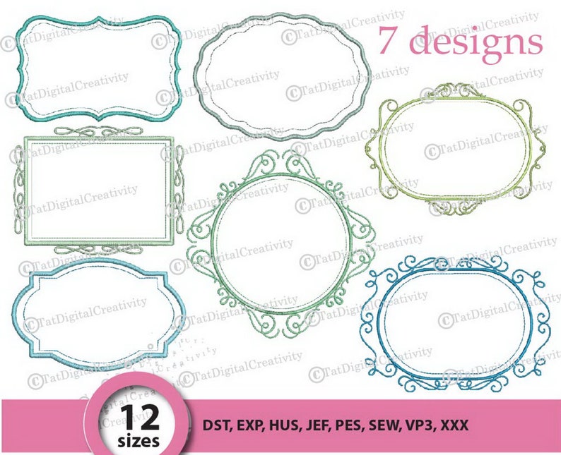 Frame Embroidery Designs Set: Monogram Machine Embroidery (instant ...