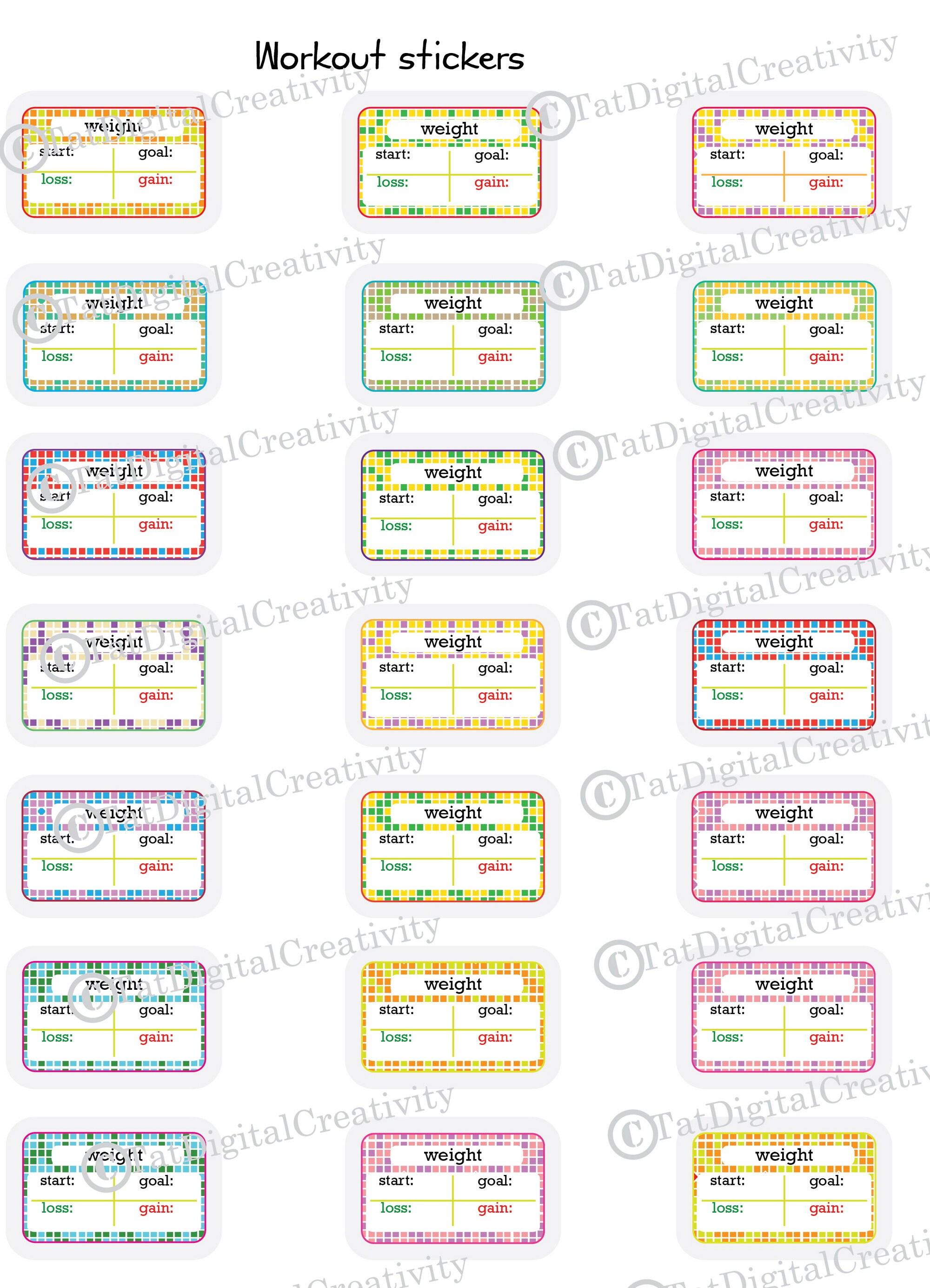 Printable Stickers Fitness Journal Stickers Printable - Etsy