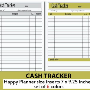 Cash Tracker Printable: Happy Planner Inserts, Money Organizer (digital ...
