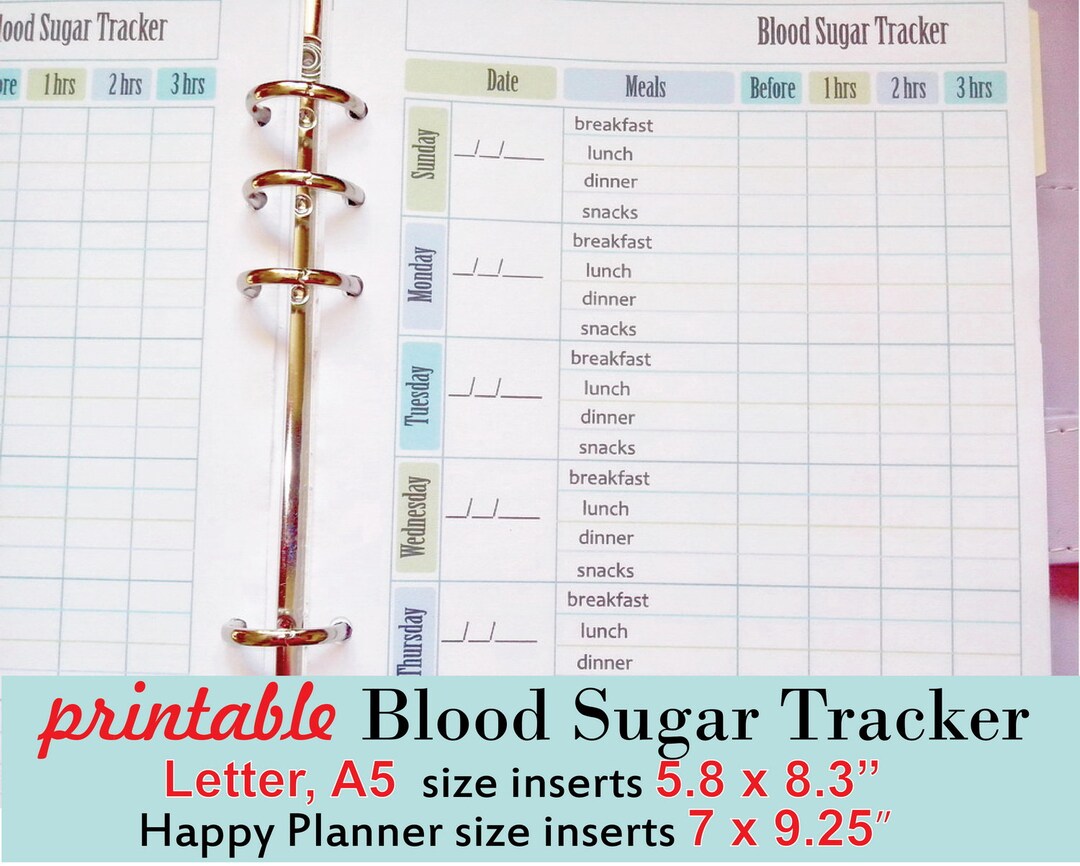 Printable Blood Sugar Tracker, Diabetic Planner (digital Download) - Etsy