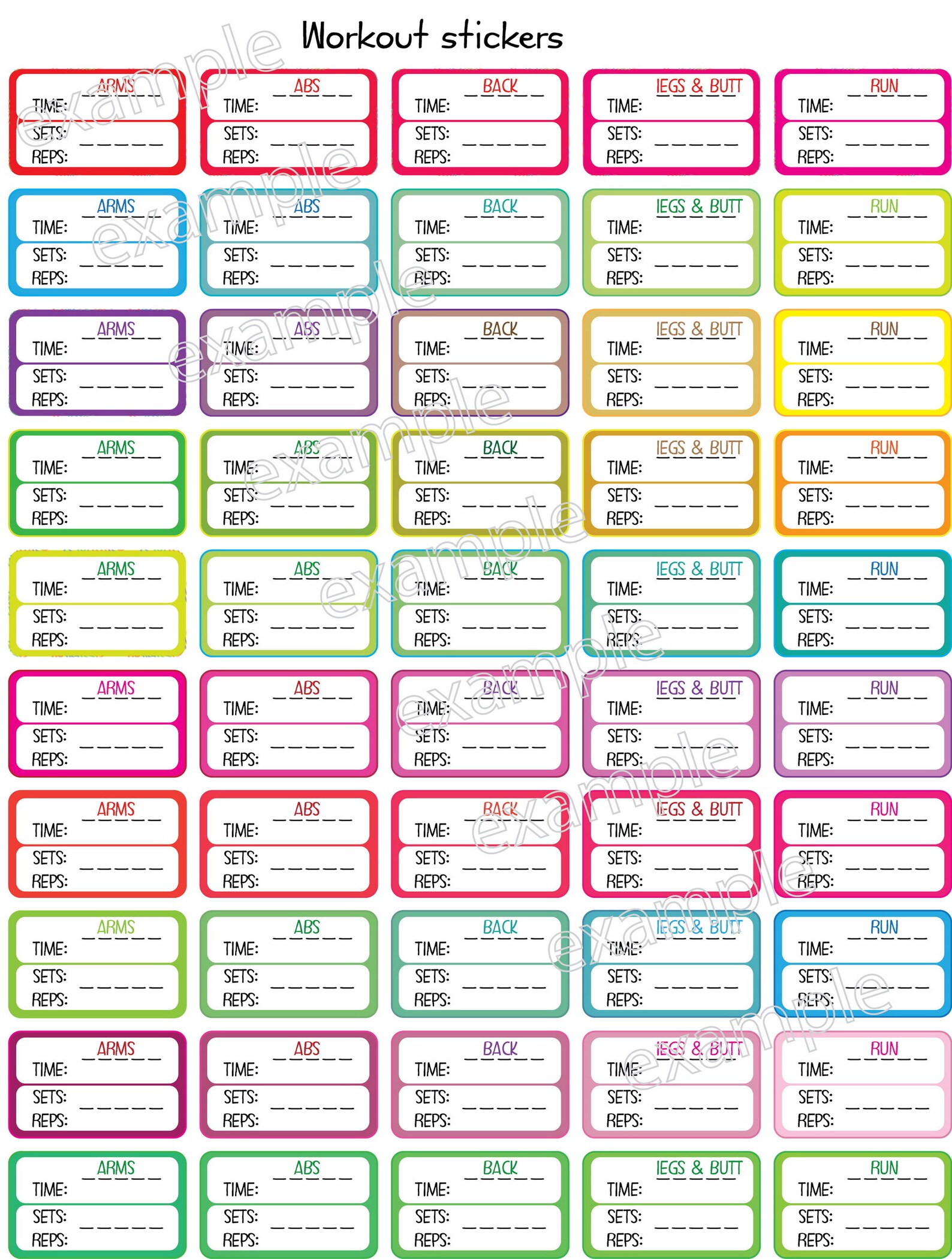 Exercise Stickers Workout Stickers Planner Stickers - Etsy