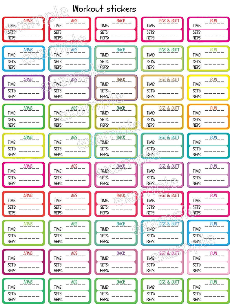 Exercise Stickers Workout Stickers Planner Stickers - Etsy