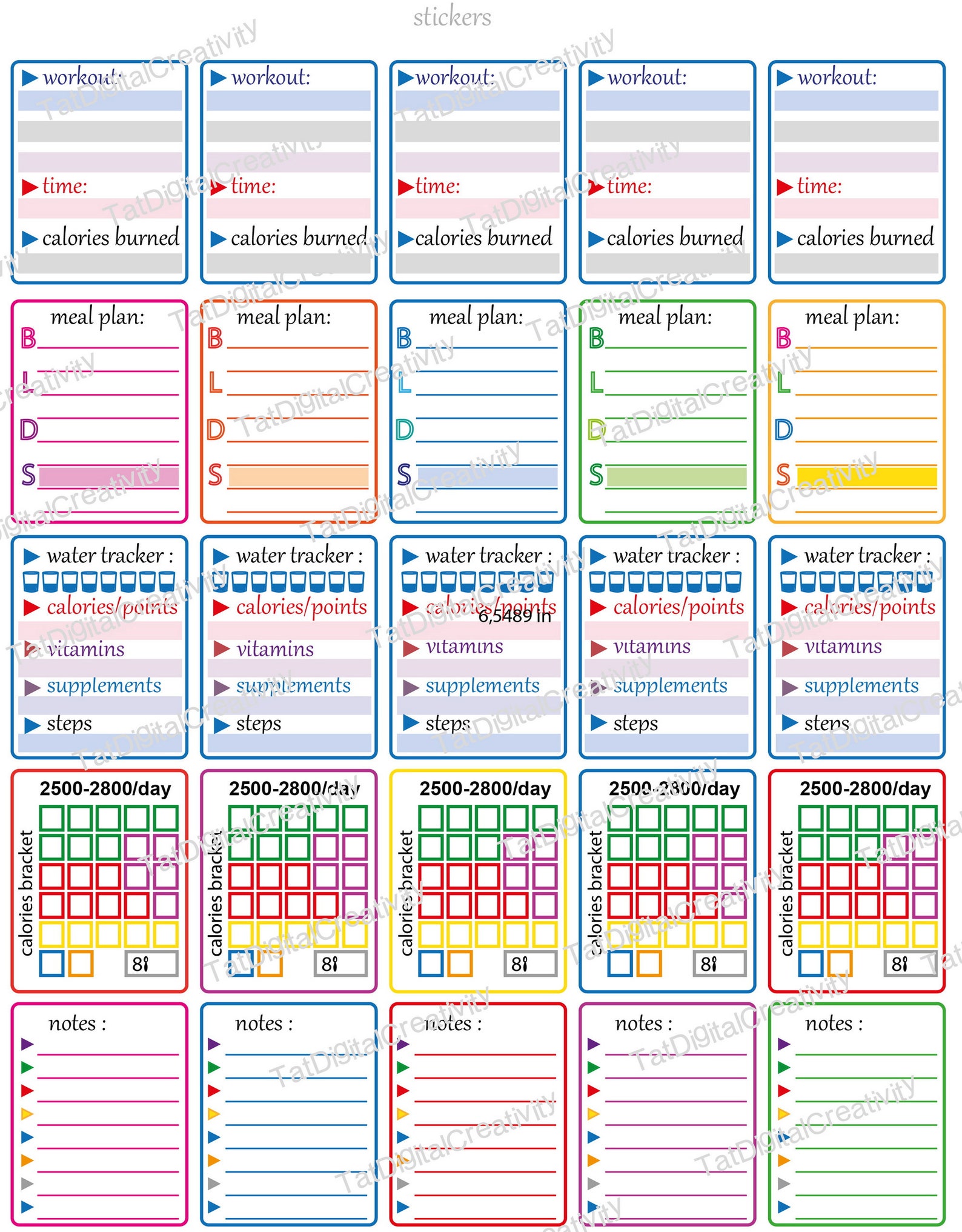 Printable Sticker, Fitness Sticker, Food Journal Sticker, Weight Loss ...