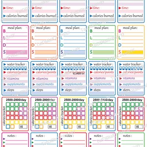 Printable Sticker, Fitness Sticker, Food Journal Sticker, Weight Loss ...