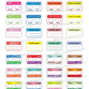 Printable Stickers, Fitness Journal Stickers Printable, Measurements ...