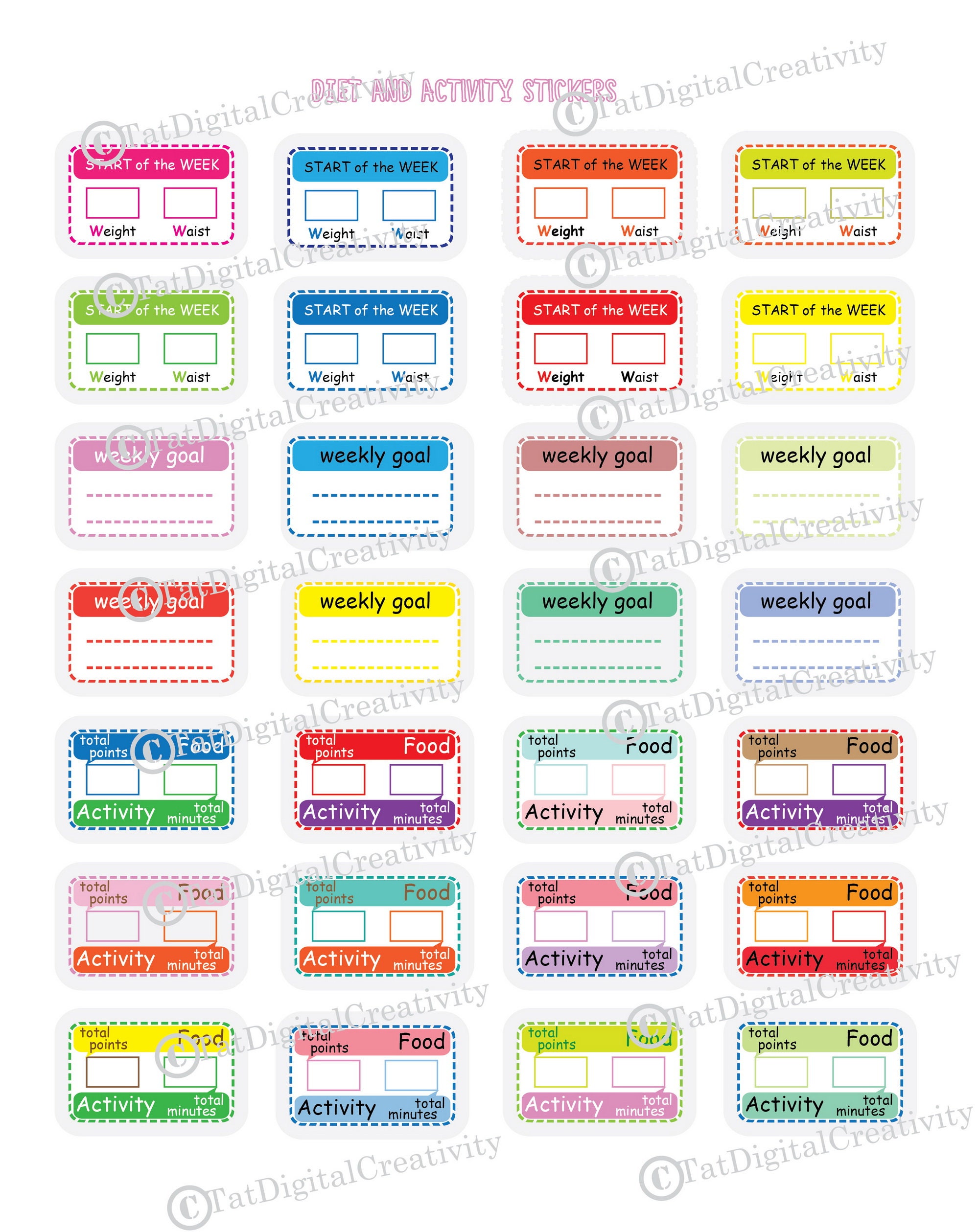 Printable Stickers Fitness Journal Stickers Printable - Etsy