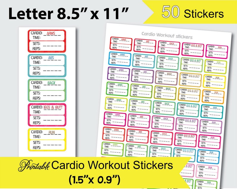 Exercise stickers Workout stickers Planner stickers | Etsy