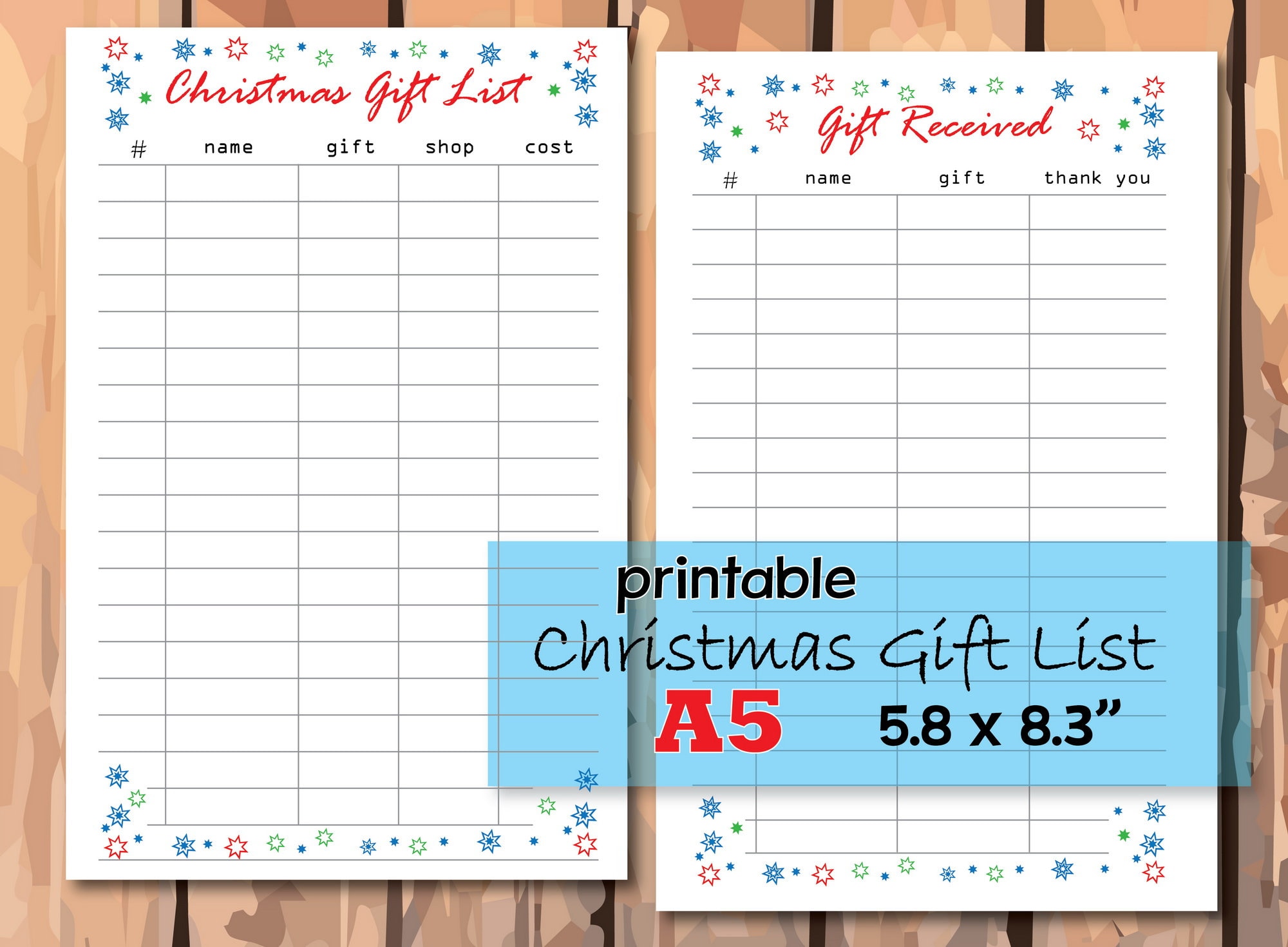 Printable Christmas Gift List, Printable Gifts Received List, Gift ...