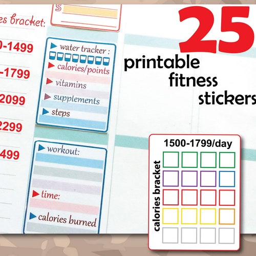 Printable Sticker Fitness Sticker Food Journal Sticker | Etsy