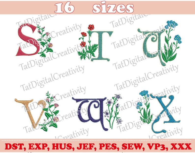 Alphabet Machine Embroidery Design, Floral Alphabet Embroidery Design ...