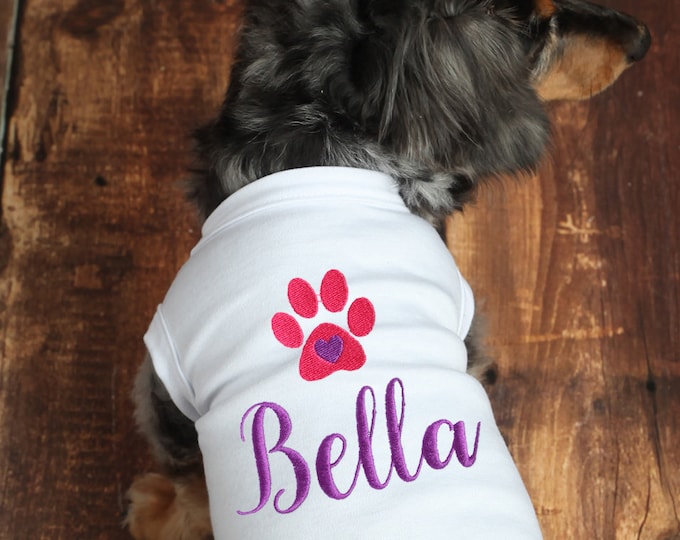 Personalized Dog Shirt - Custom Dog Shirt - Dog Paw Print Name T Shirt ...