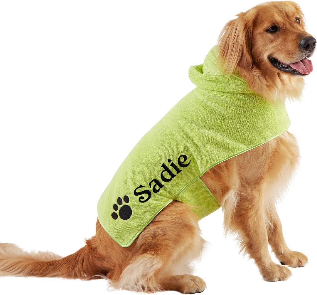 Personalized Dog Robe - Embroidered Dog Robe - Hooded Robe Towel for ...