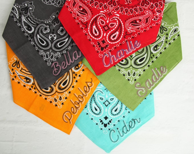 Personalized Bandana, Name Chain Stitch Embroidered Bandana ...