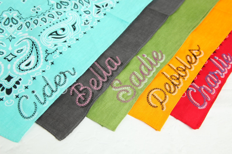 Personalized Bandana Name Chain Stitch Embroidered Bandana - Etsy