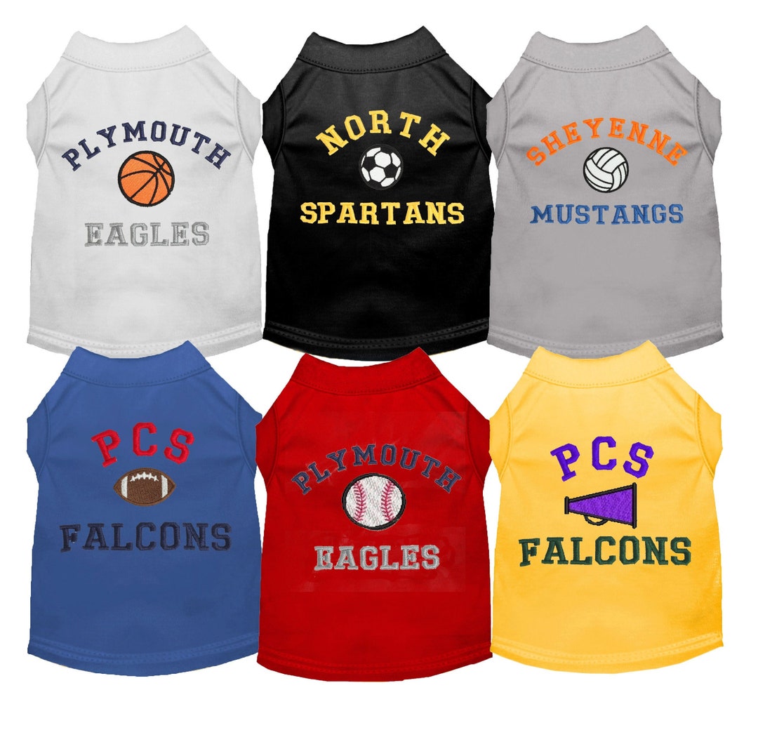Dog Sports Fan Shirt, Sports Team Embroidered Name Personalized Dog ...