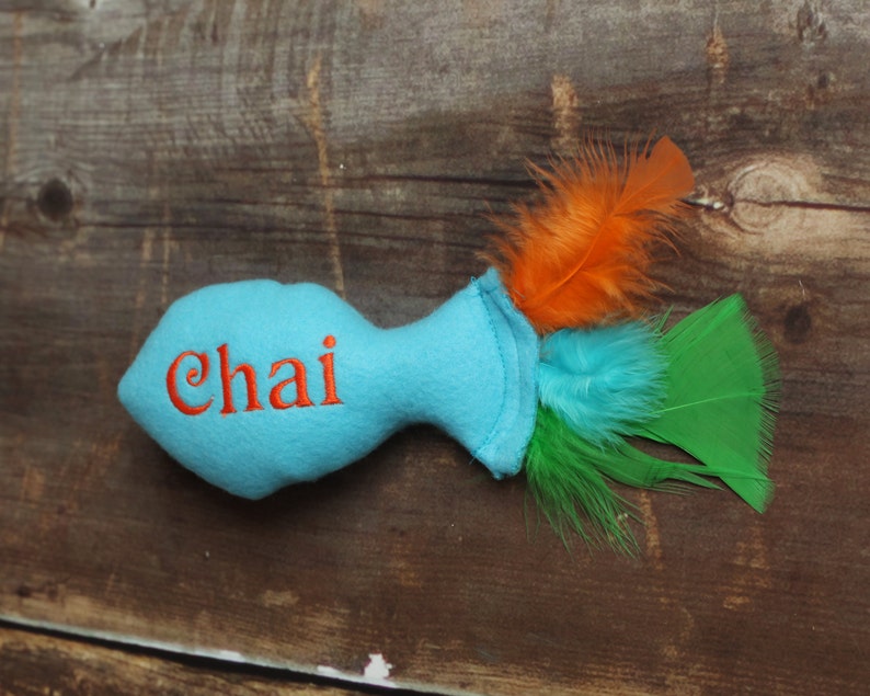 Personalized Stuffed Catnip Fish Cat Toy With Feathers - Etsy