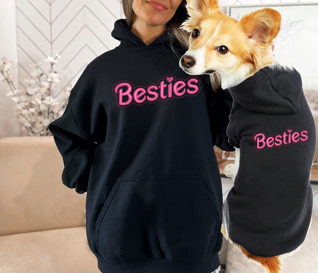 Besties Girl Embroidered Dog & Human Matching Hoodies Set, Best Friend ...