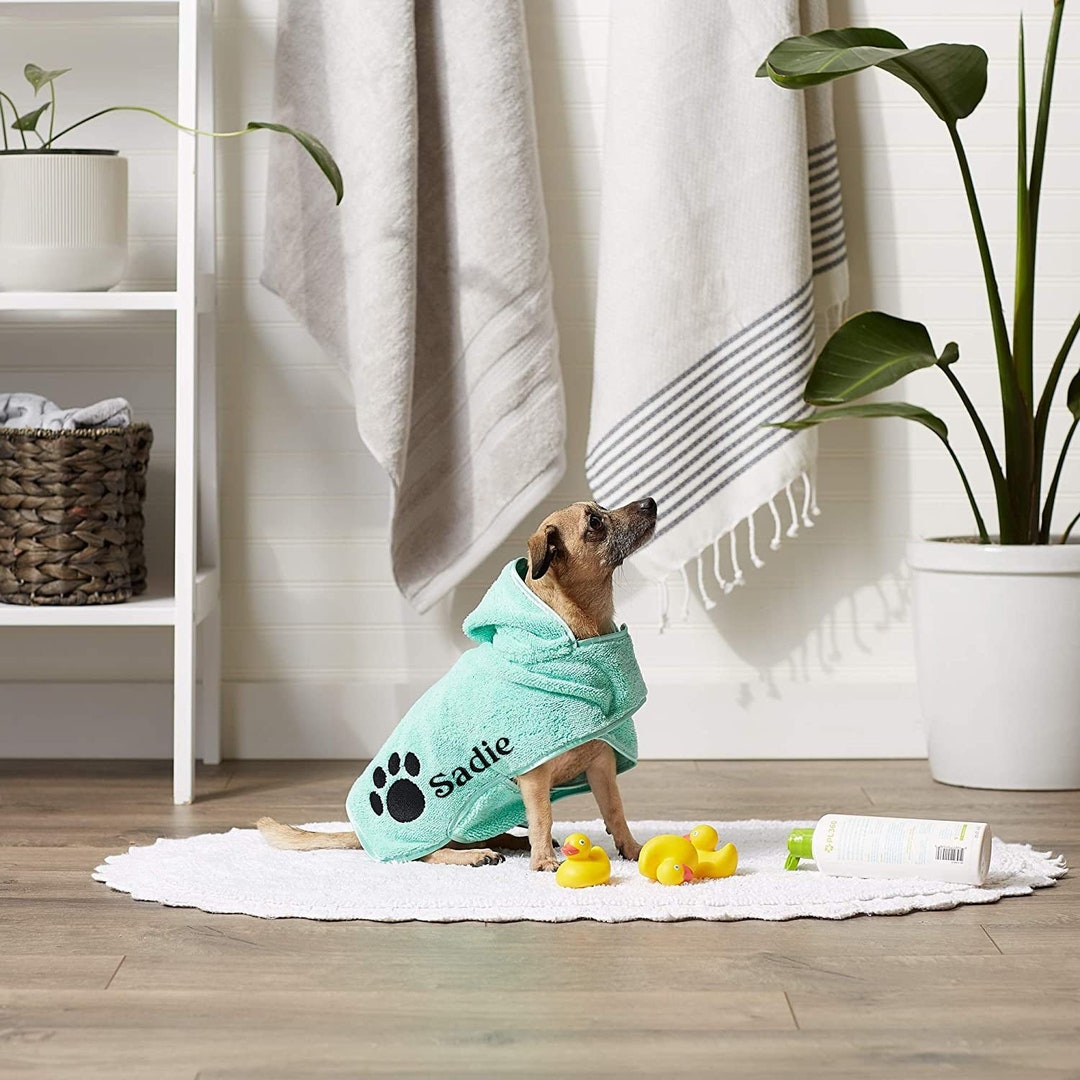 Personalized Dog Robe - Embroidered Dog Robe - Hooded Robe Towel for ...