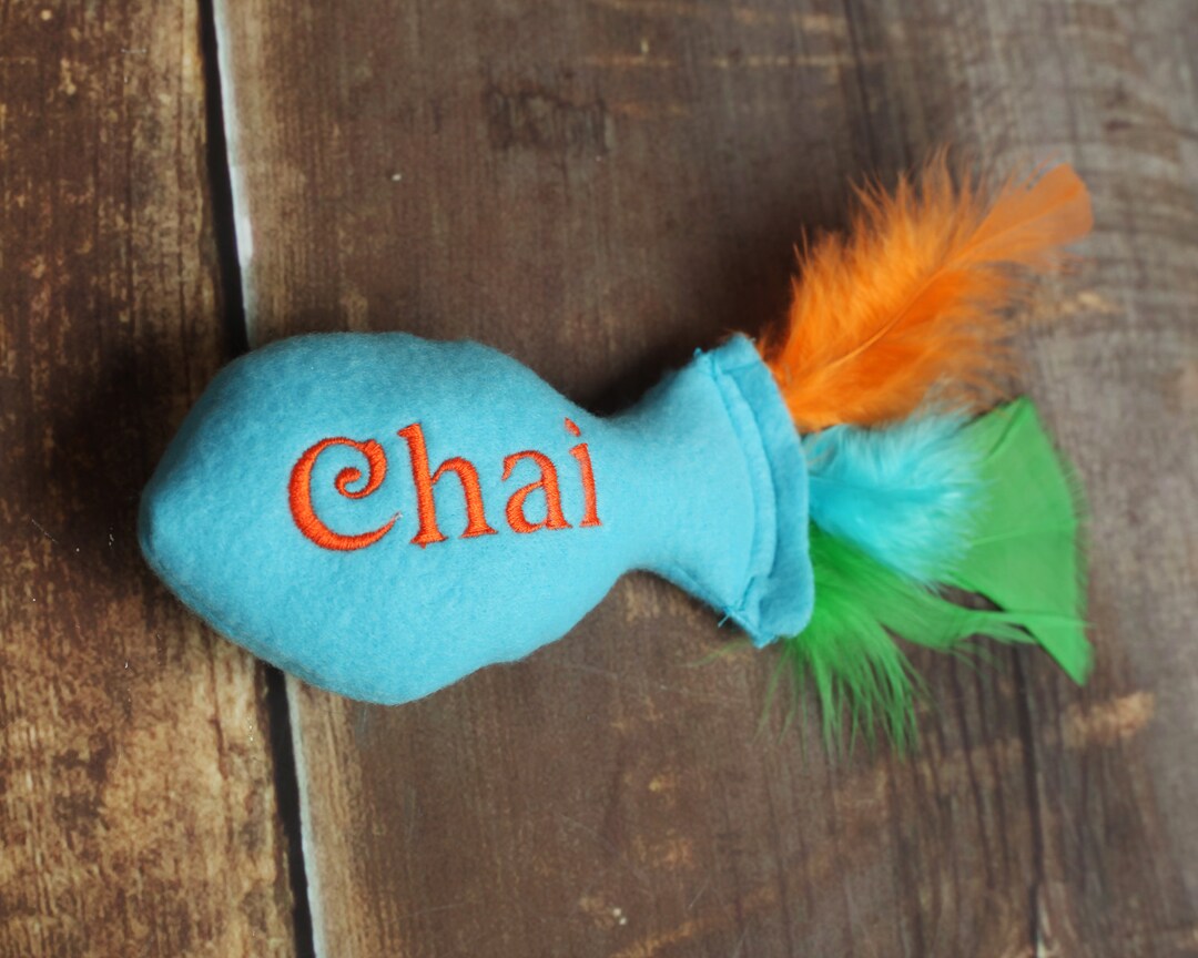 Personalized Stuffed Catnip Fish Cat Toy With Feathers - Etsy