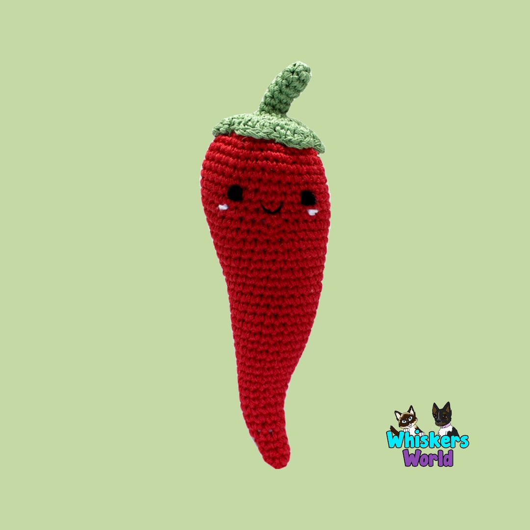 Chili Pepper Organic Knit Dog Toy Dog Pepper Toy Squeaker Plush Dog Toy ...