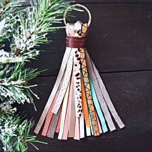 Large Genuine Leather Tassels, Cheetah Tassel, Animal Print Tassel ...
