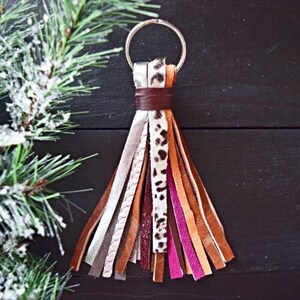 Large Genuine Leather Tassels, Cheetah Tassel, Animal Print Tassel ...