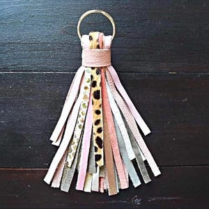 Large Genuine Leather Tassels, Cheetah Tassel, Animal Print Tassel ...