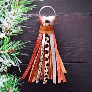 Large Genuine Leather Tassels, Cheetah Tassel, Animal Print Tassel ...