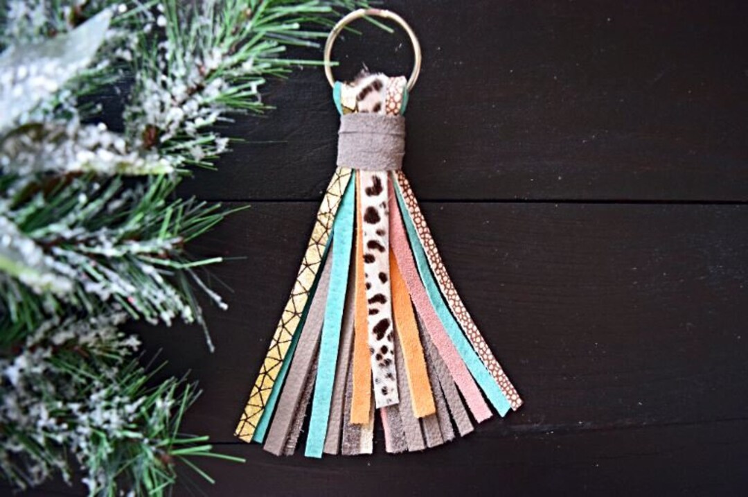 Large Genuine Leather Tassels, Cheetah Tassel, Animal Print Tassel ...