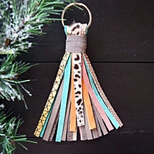 Large Genuine Leather Tassels, Cheetah Tassel, Animal Print Tassel ...