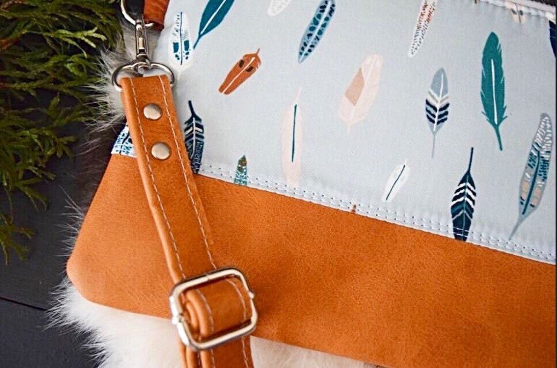 Robin Blue Feather Genuine Leather Crossbody Bag Tribal - Etsy