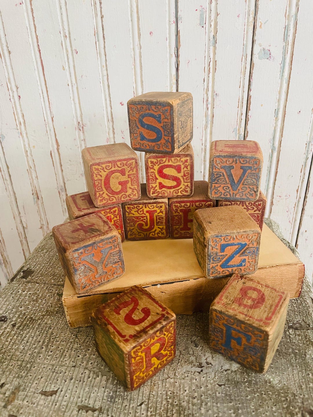 Antique Wooden Alphabet Blocks - Etsy