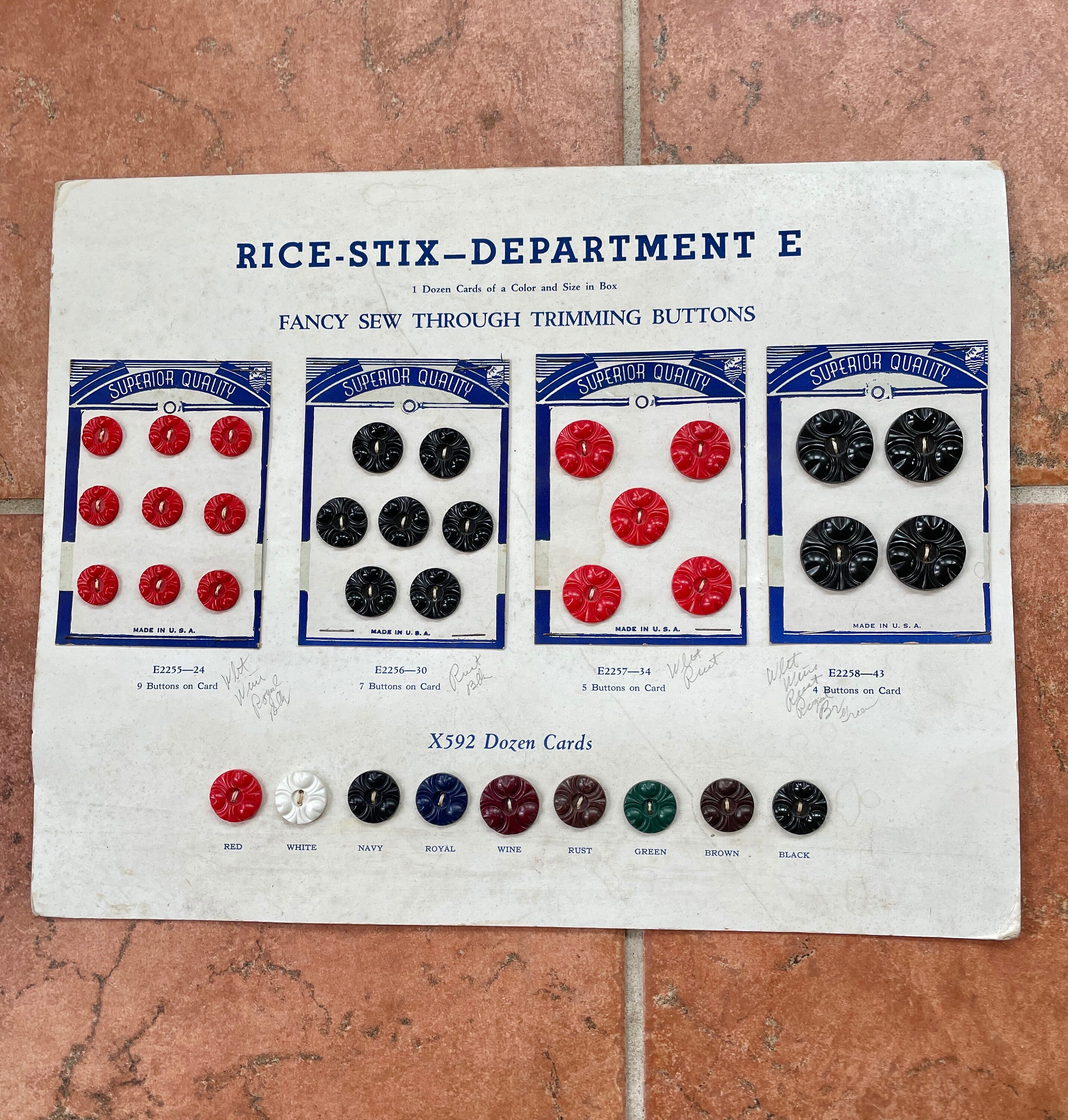 Vintage Salesman Sample Button Card - Etsy