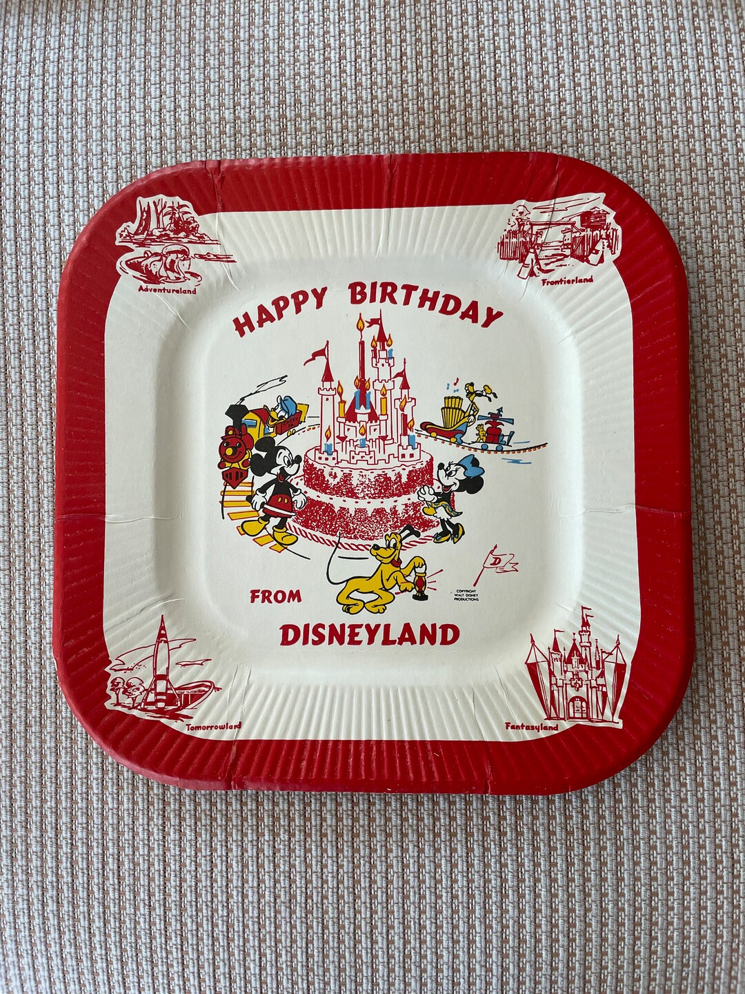 Vintage Disneyland Paper Plate RARE Walt Disney Productions Anaheim CA ...