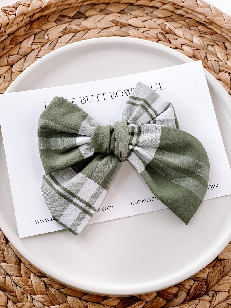 Sage Green Plaid & Cream/cranberry Plaid Midi Bows - Etsy
