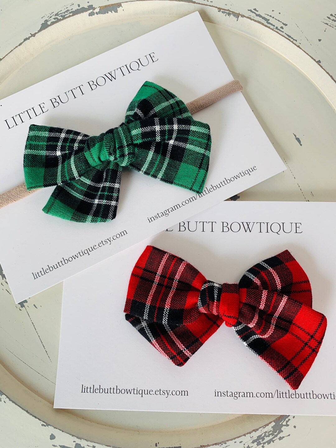 Red or Green Plaid Bloom Bows - Etsy