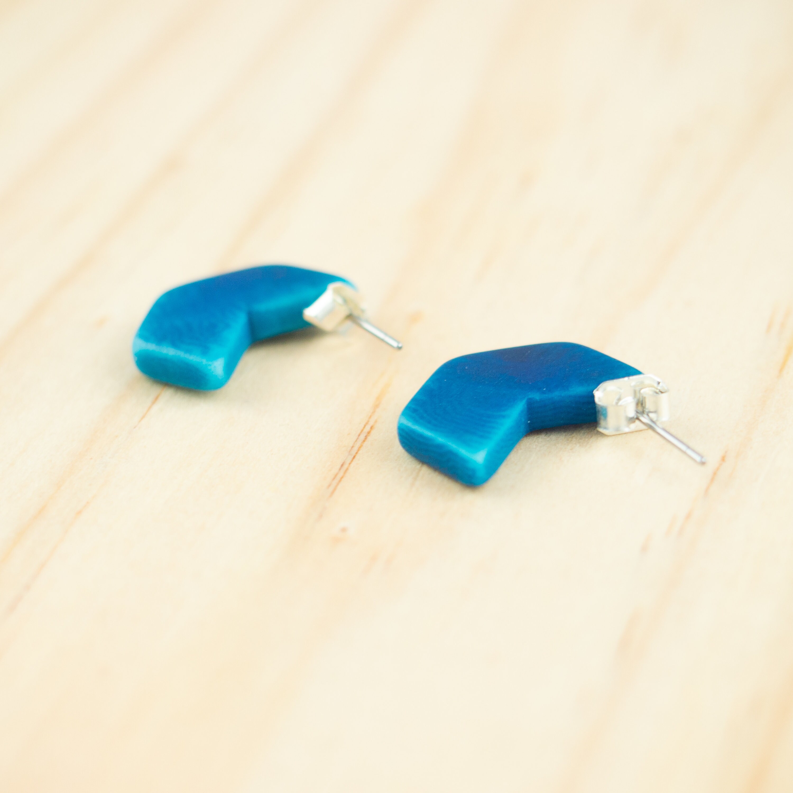 Geometric earrings vegetable ivory Black small earrings | Etsy