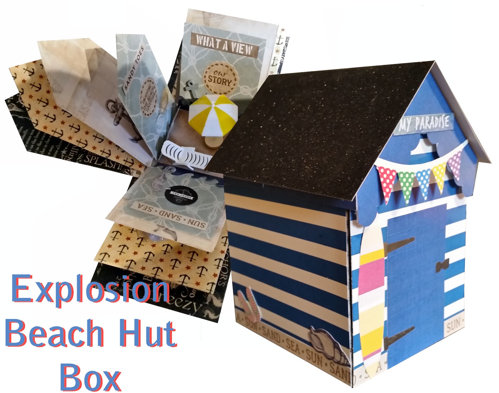 Beach Hut Explosion / Exploding Box Kit with Extras Card | Etsy