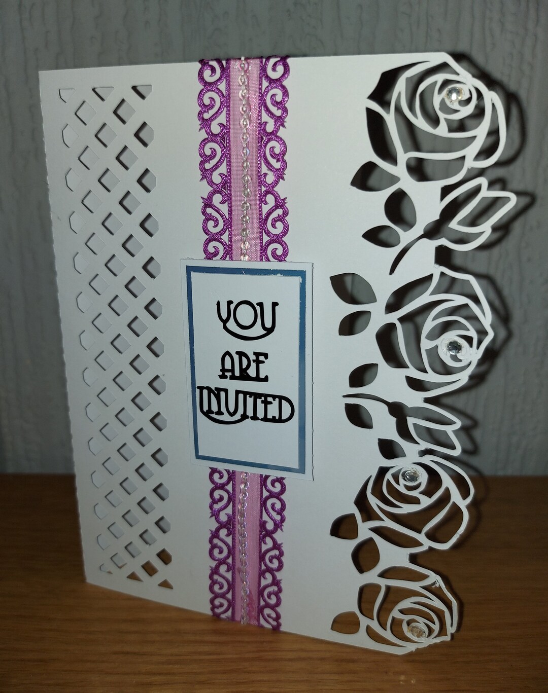 Roses Over the Edge Card With a Card Box Ideal for Wedding Invitations ...